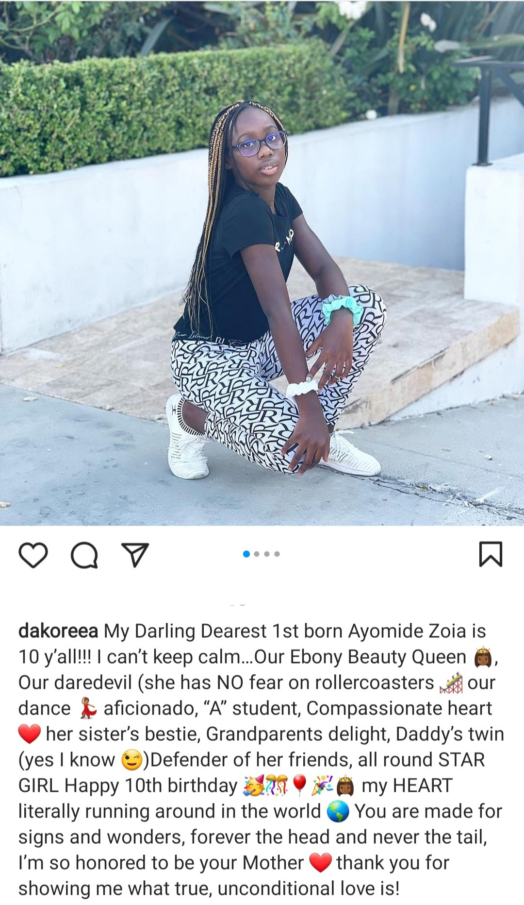 Dakore Egbuson Akande celebrates her first child as she turns 10