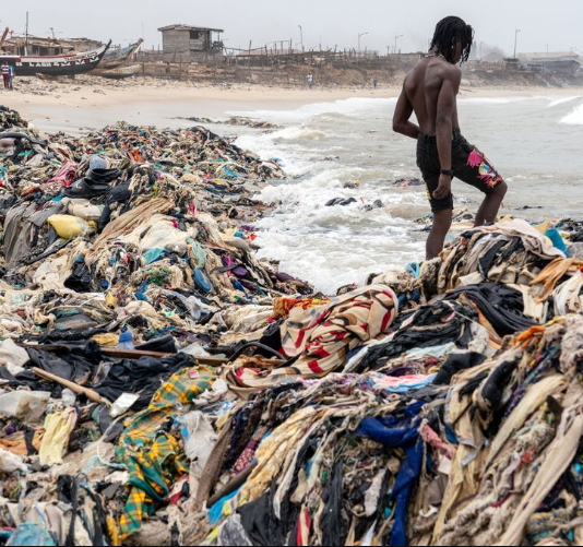 Heaps of unwanted clothes from the UK wash up on Ghana's beaches