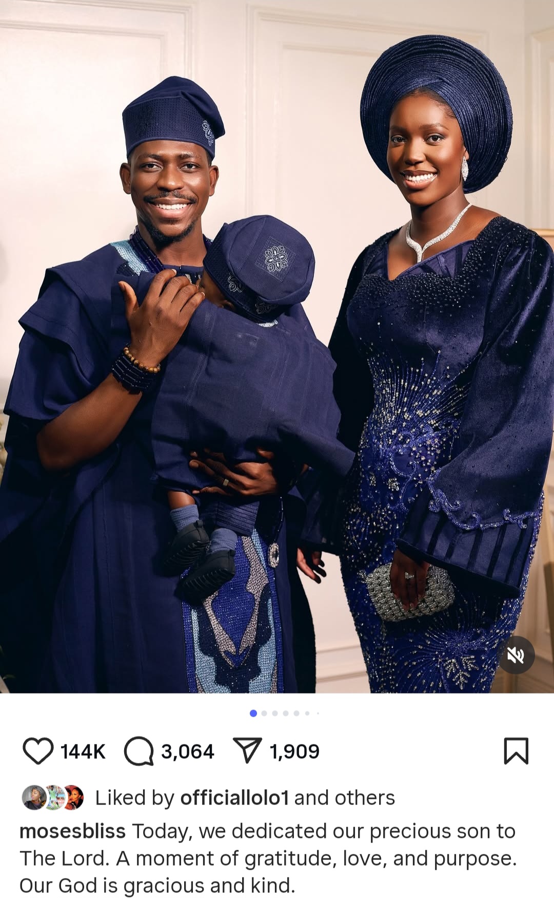 Singer Moses Bliss and wife Marie Bliss dedicate their son in church ...