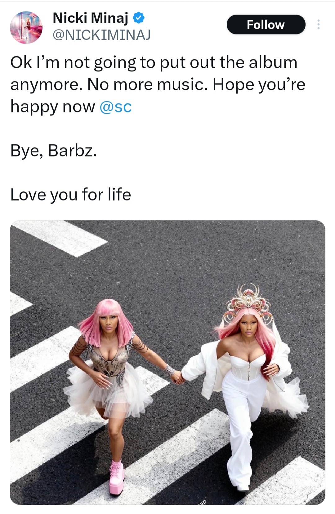 Nicki Minaj cancels release of upcoming album as she hits out at Jay-Z