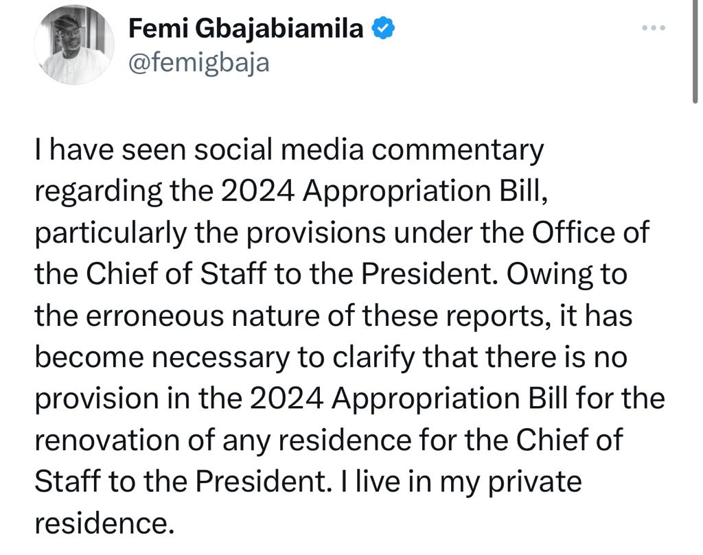 The sums quoted are for renovation of the Presidential Quarters in ...