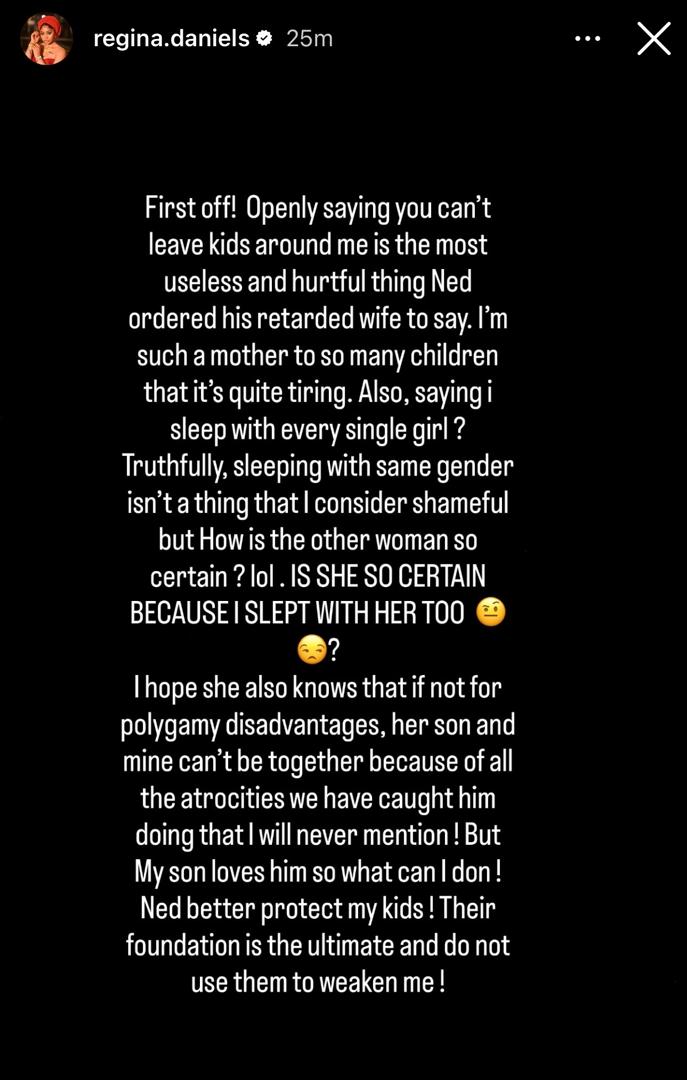 Regina Daniels replies her co-wife, Laila, who claimed she does drugs ...