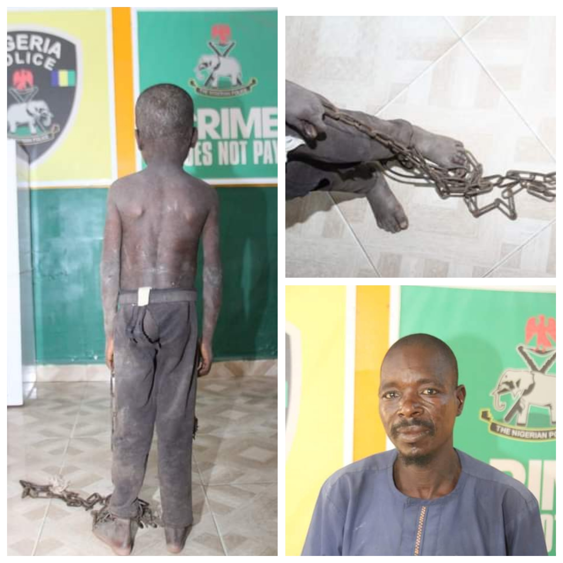Bauchi police rescue 5-year-old boy chained, locked up and starved for three days by his father