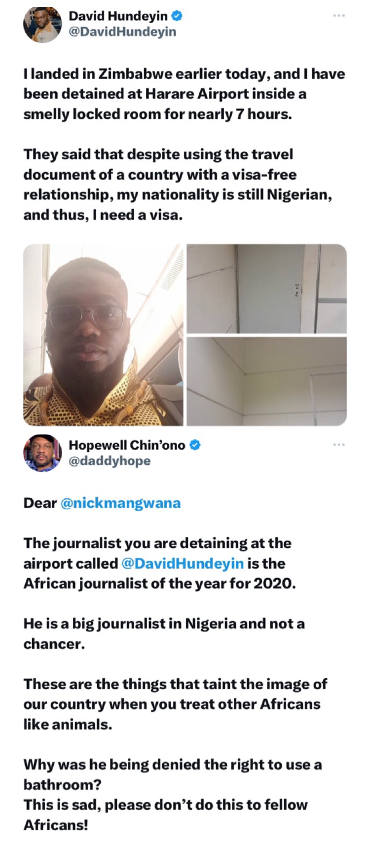 Journalist David Hundeyin and Zimbabwe Permanent Secretary of ...