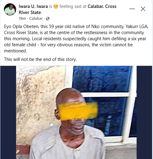 59-year-old man allegedly caught def!ling 6-year-old girl in Cross ...